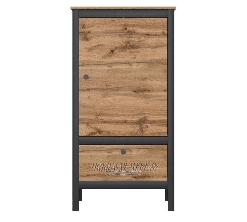 Шкаф БРВ мебель Loft REG1D1S/60 дуб вотан/черный