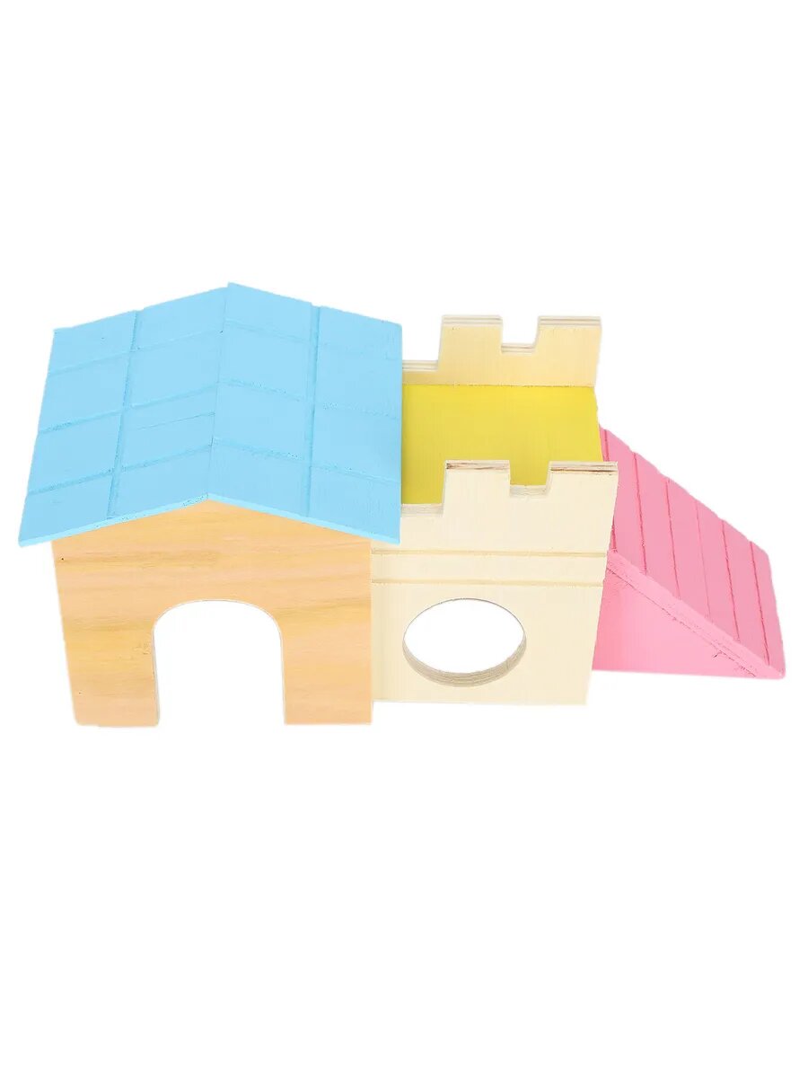 Деревянный дом для хомяка с забавной лестницей, горкой,