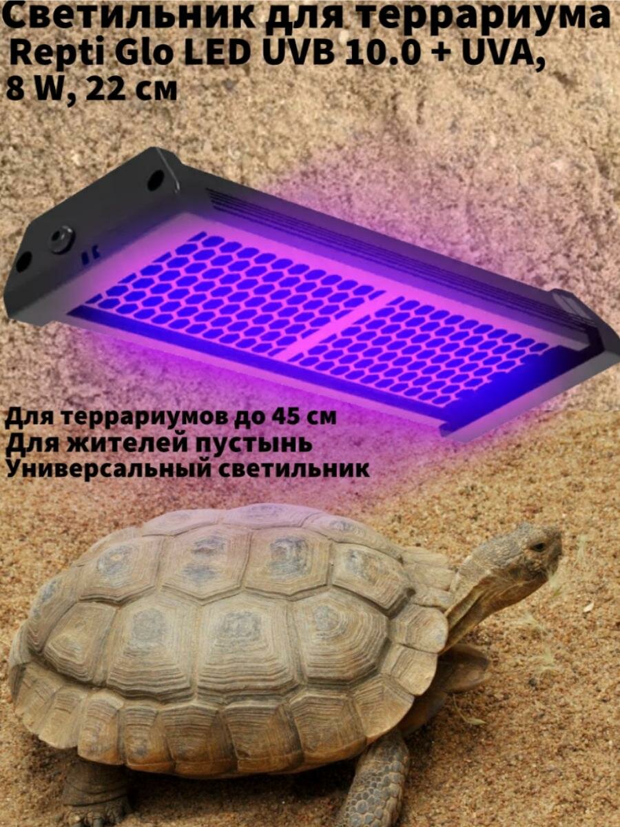 Светильник для террариума Repti Glo LED UVB 10.0 + UVA, 8 W, 22 см