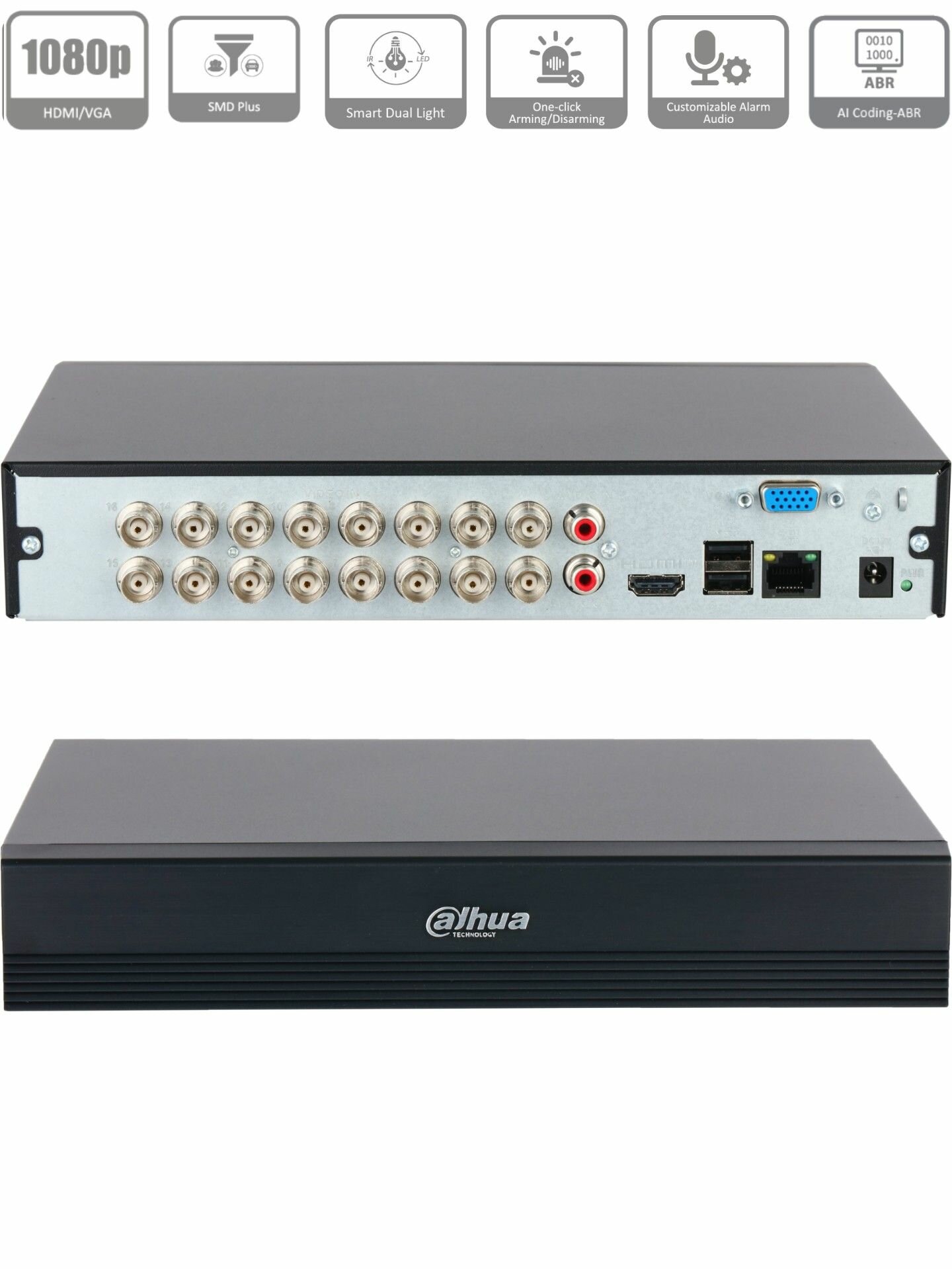 Dahua DH-XVR1B16H-I/T - 16 канальный видеорегистратор для камер видеонаблюдения HDCVI, XVR-регистратор гибридный