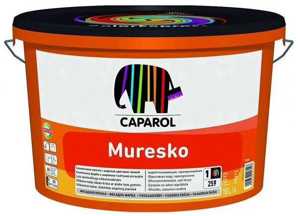 Краска Caparol Muresko фасадная акриловая, усиленная силоксаном 10л белая