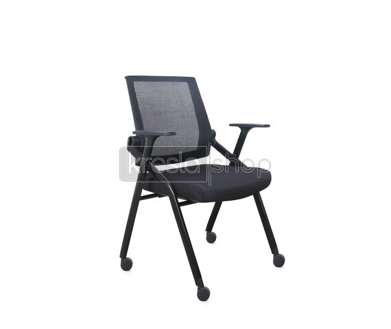 Стул для переговорной Norden Сёркл блэк / Circle black 852-A2 черная сетка, черная ткань, на роликах