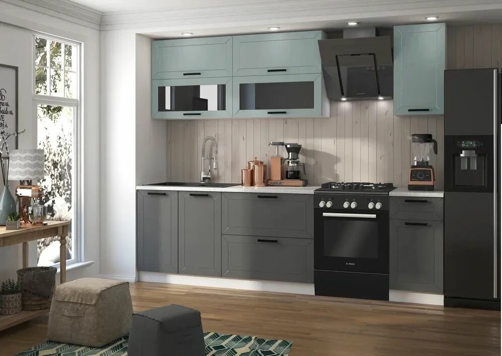 Кухонный гарнитур 2м (к.2) Монако шарли бриз, графит, МИФ