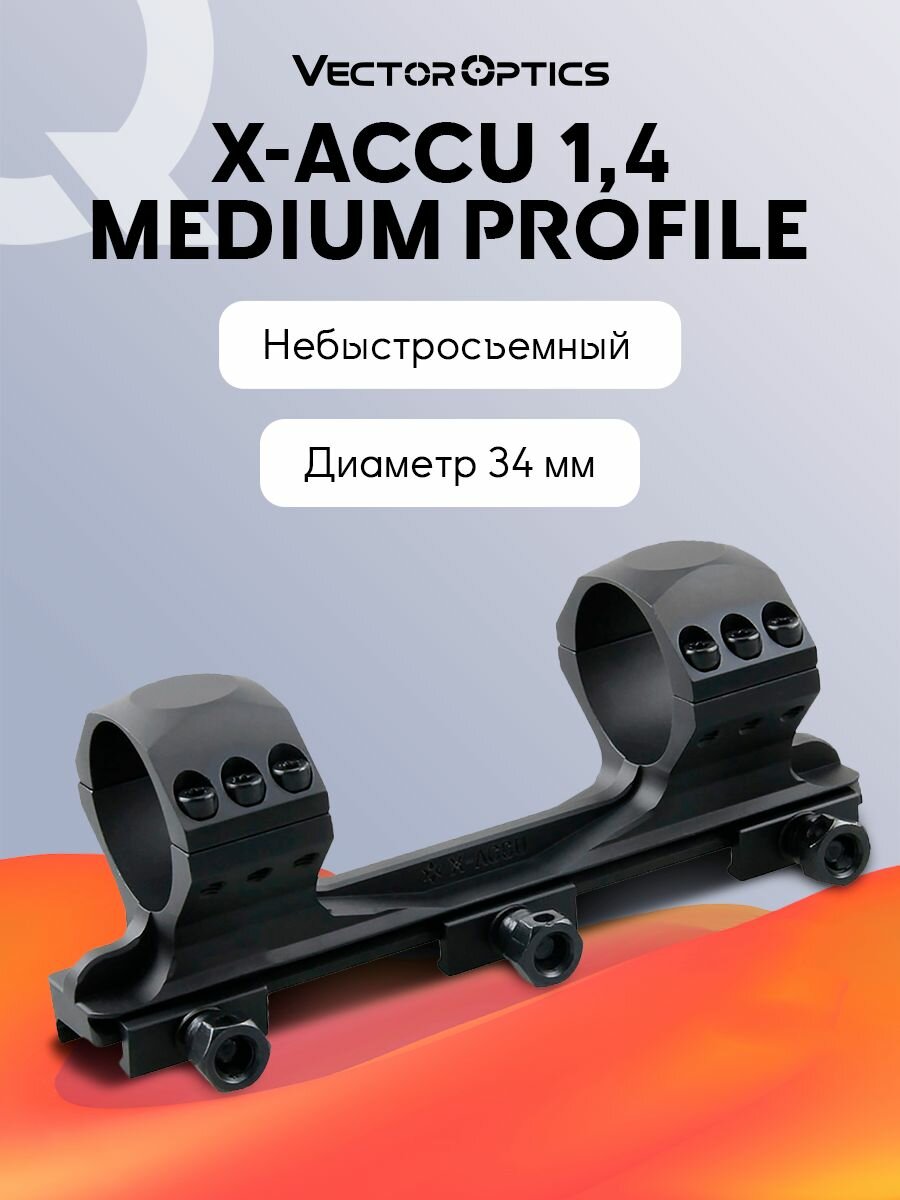 Кронштейн оружейный Vector Optics средний (h18мм) на Picatinny, 34 мм, база 154 мм