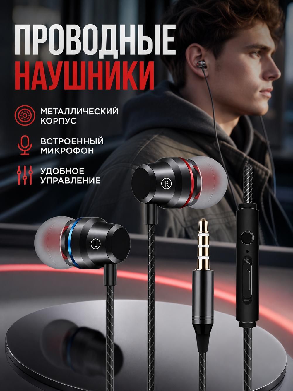Наушники внутриканальные проводные, Type-C, с металлическим корпусом, золотые