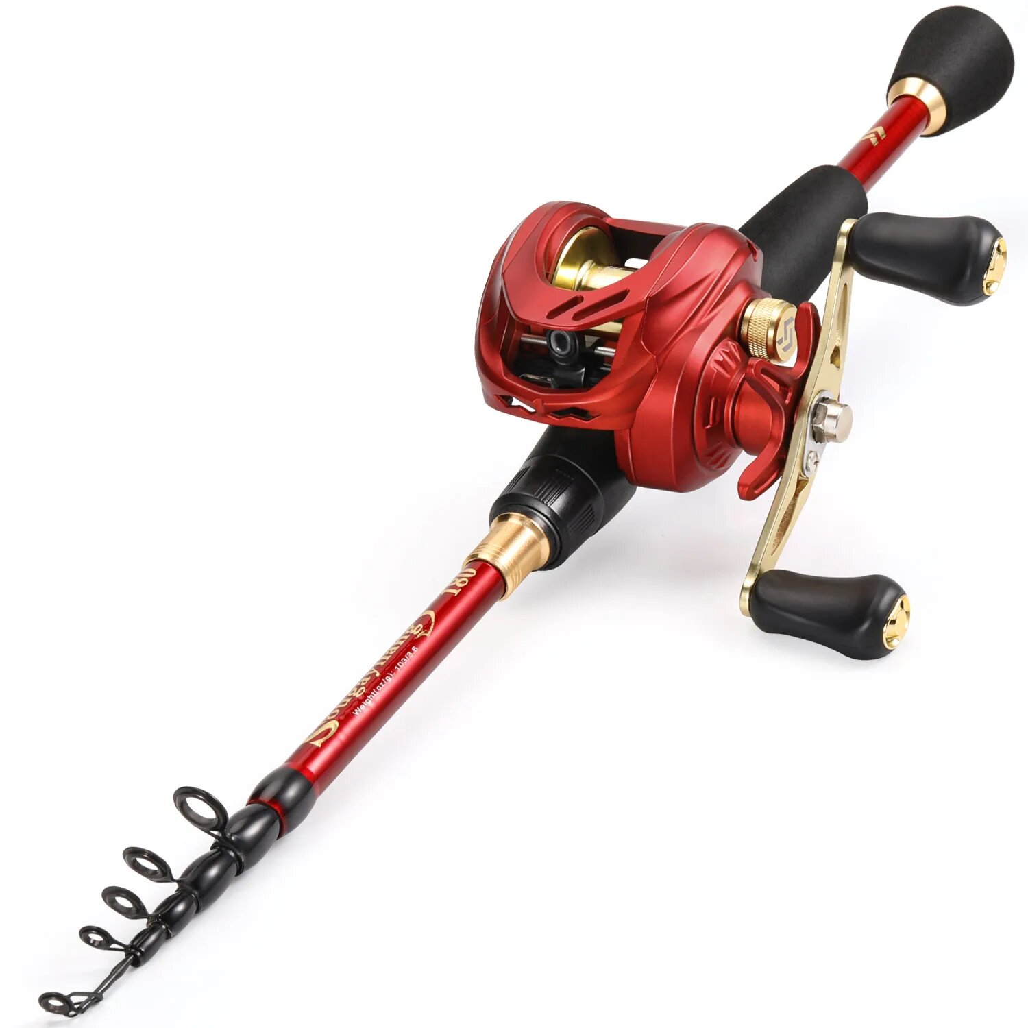 Сougayilang Телескопическая удочка и катушка для рыбалки Красный, 2.4m-Left Hand