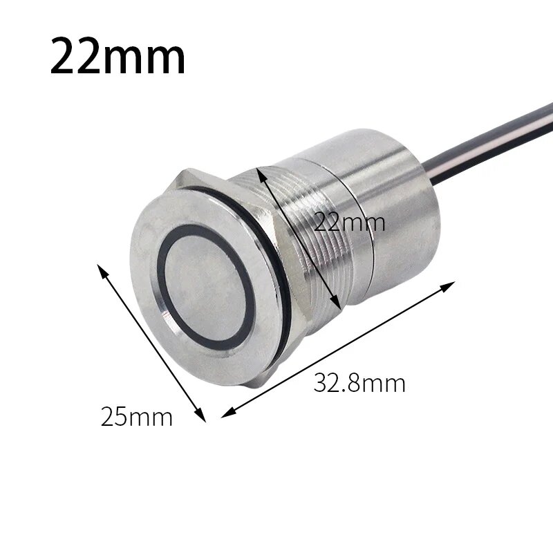 Водонепроницаемый сенсорный переключатель 22mm Silver, Momentary