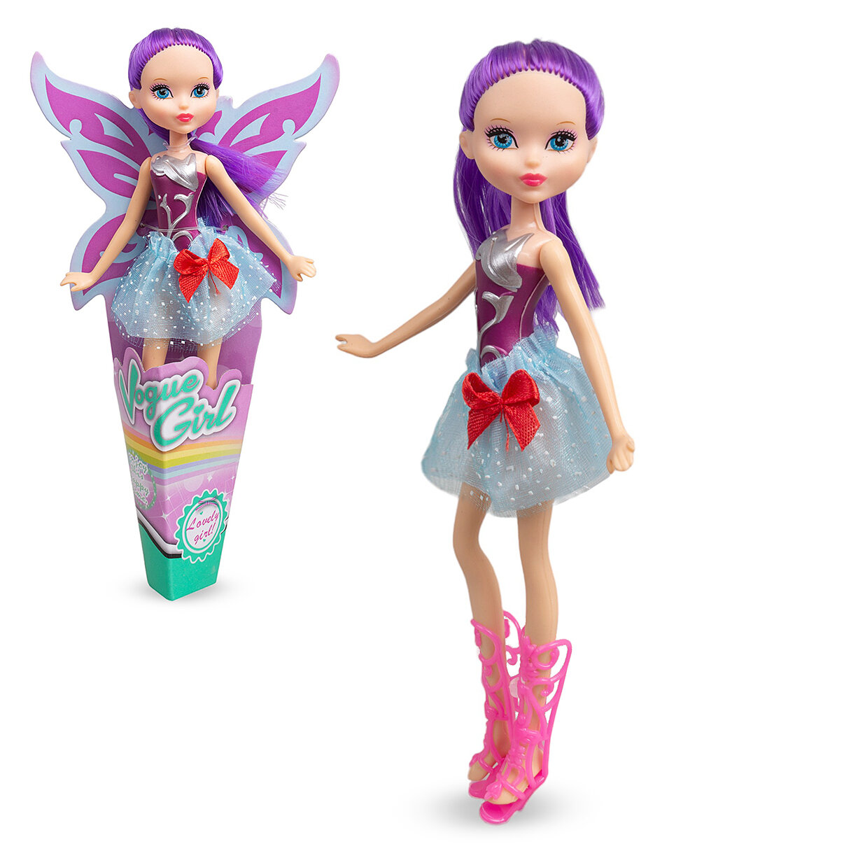 Кукла для девочки 19 см TONG DE F 700-1, пластик, фиолетовые волосы