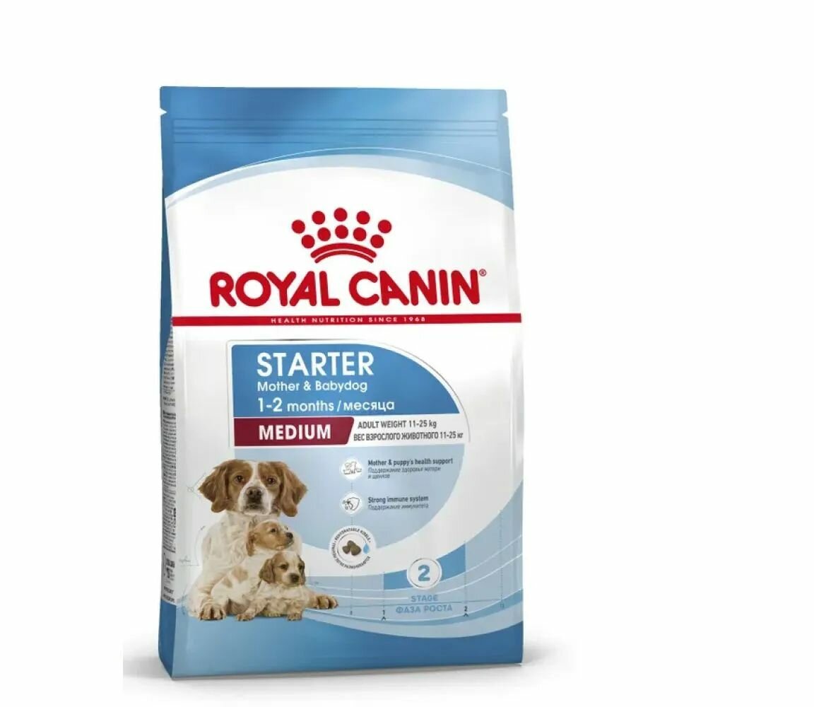 Royal Canin Корм сухой Medium Starter для средних пород щенков до 2-х месяцев, беременных и кормящих сук, 4 кг