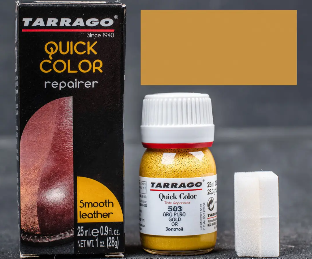 Крем-восстановитель для гладких кож TARRAGO Quick Color, 503 золотой (gold), стекло 25мл.