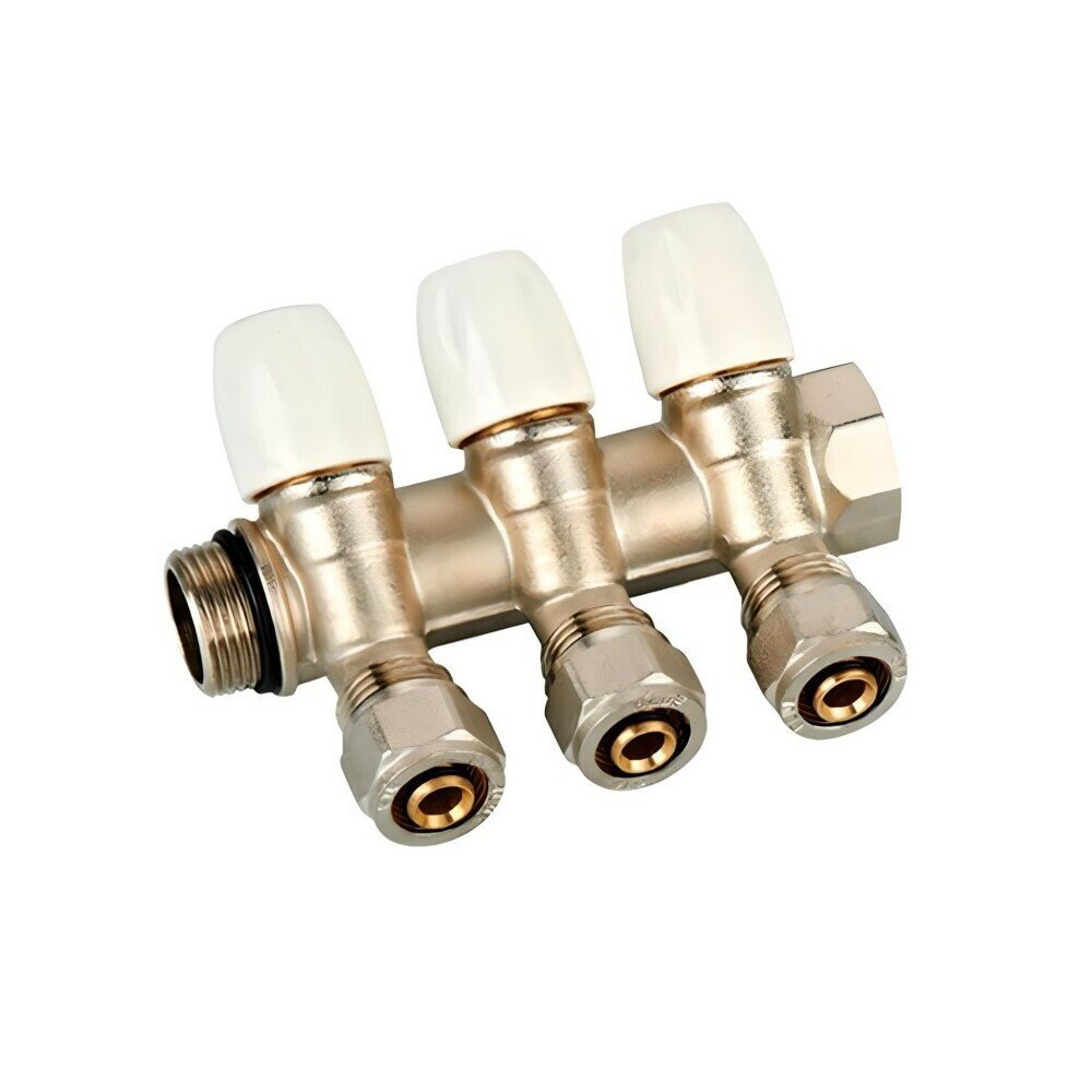 Коллектор с регулировочными вентилями ViEiR 1"х16, 3 выхода, цанговое соединение (VR613)