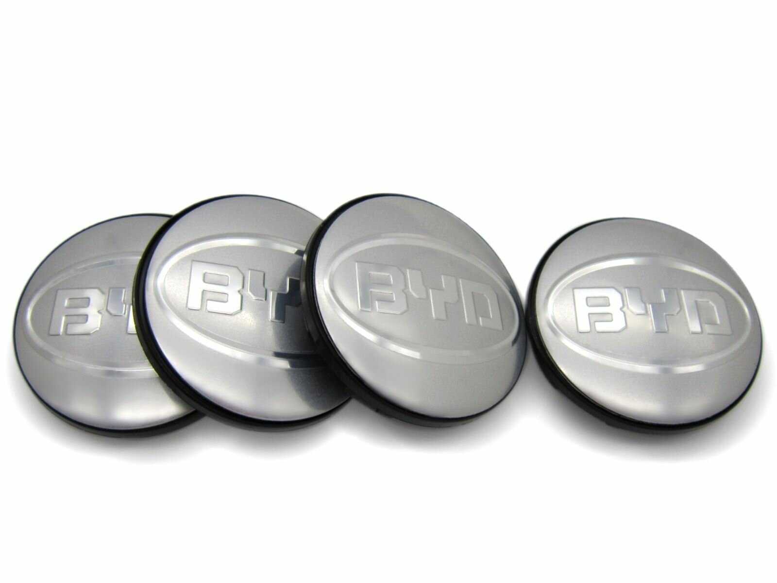 Колпачки, заглушки на литые диски КиК BYD silver 62/55/10, комплект 4 шт.