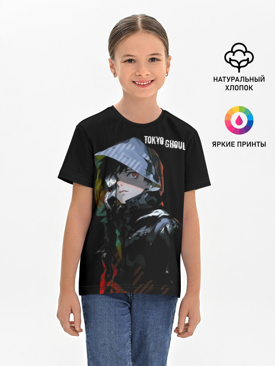 Футболка хлопковая детская Канеки Кен с капюшоном