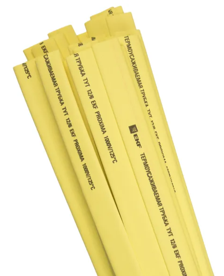 Термоусадочная трубка EKF / ЕКФ PROxima ТУТнг без клеевого слоя 16/8 полиолефин желтая длина 1м диаметр 16(8)мм, tut-16-y-1m, 1шт. / термотрубка