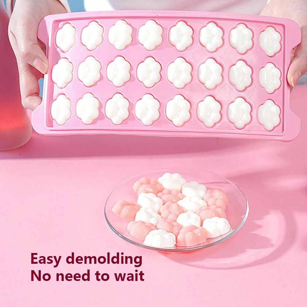 Силиконовая форма для кубиков льда с 24 ячейками в форме кошачьей лапы с крышкой