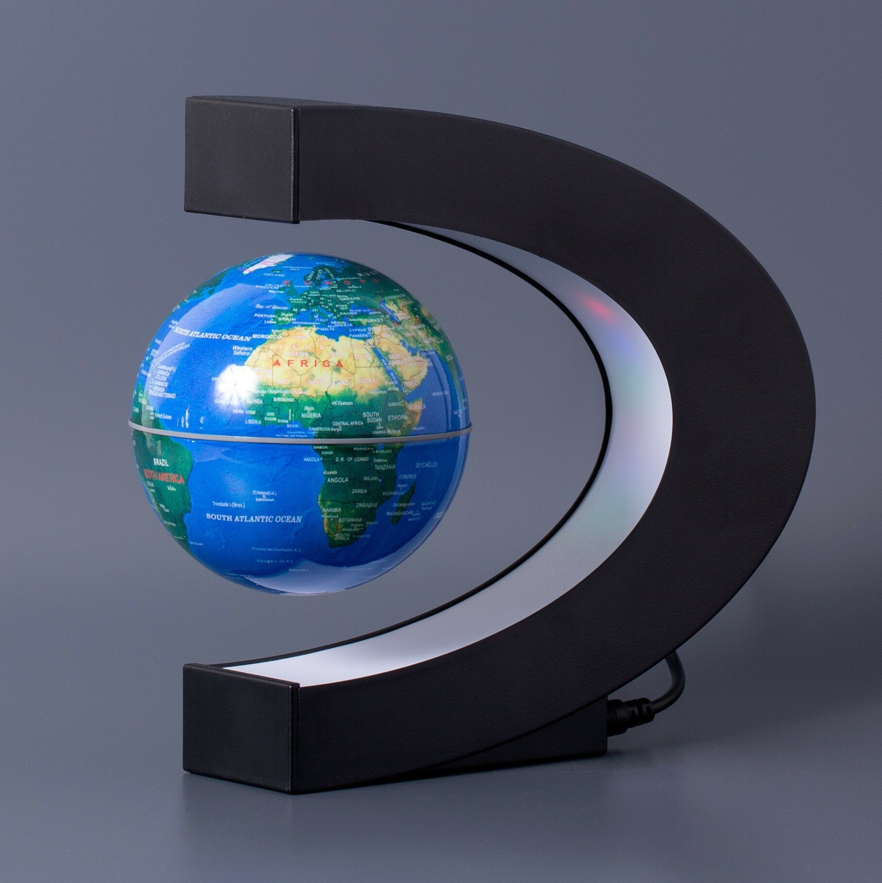 Летающий Глобус LjM, настольный, с RGB-подсветкой, синий, D - 9 см