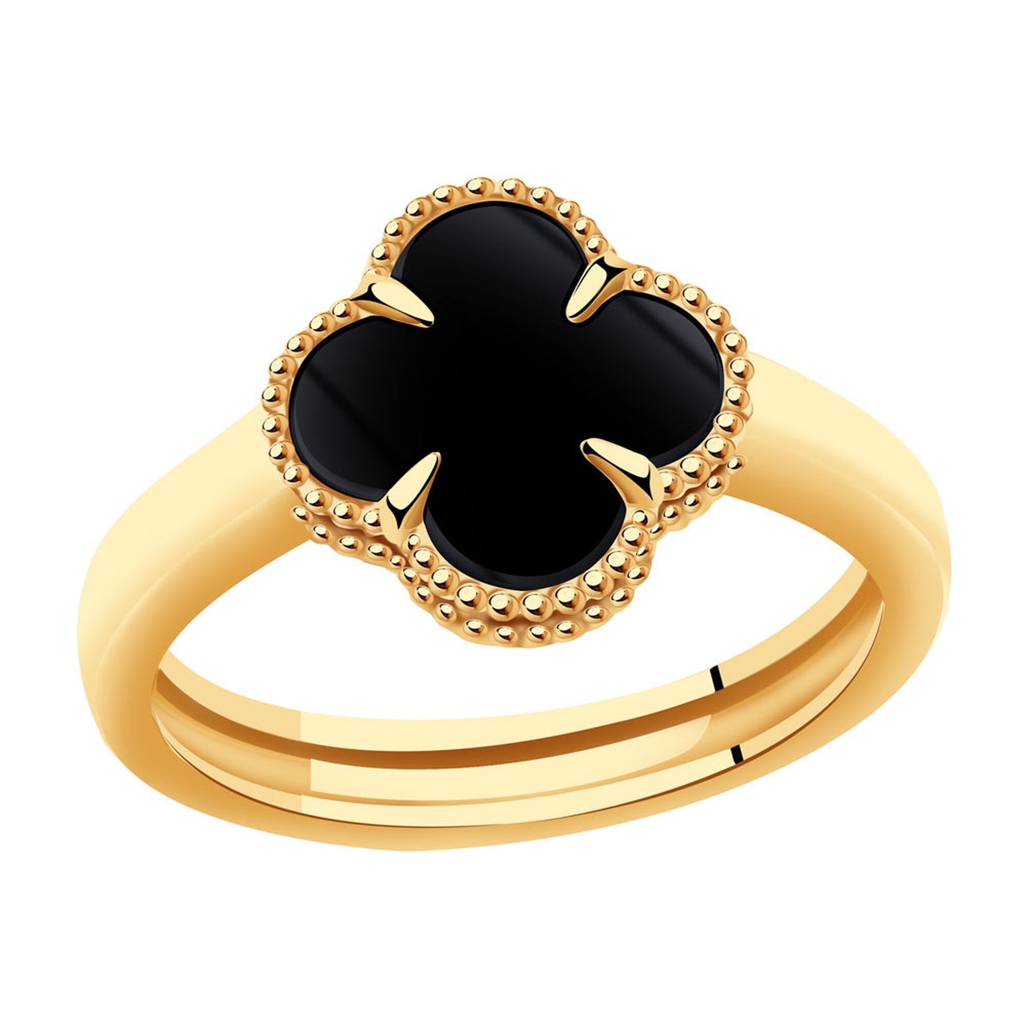 Кольцо, красное золото, 585 проба, оникс