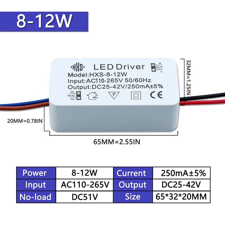 Светодиодный трансформатор Warm and Happy 2-24Вт 250 мА 8-12W DC25-42V