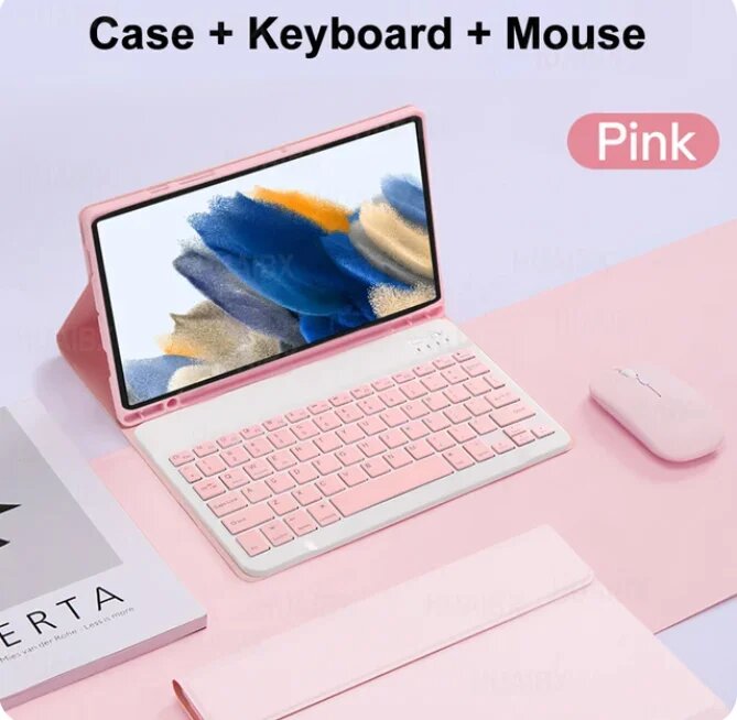 Чехол для Samsung Galaxy Tab S9 FE с Bluetooth-клавиатурой Portuguese Keyboard, Pink 2