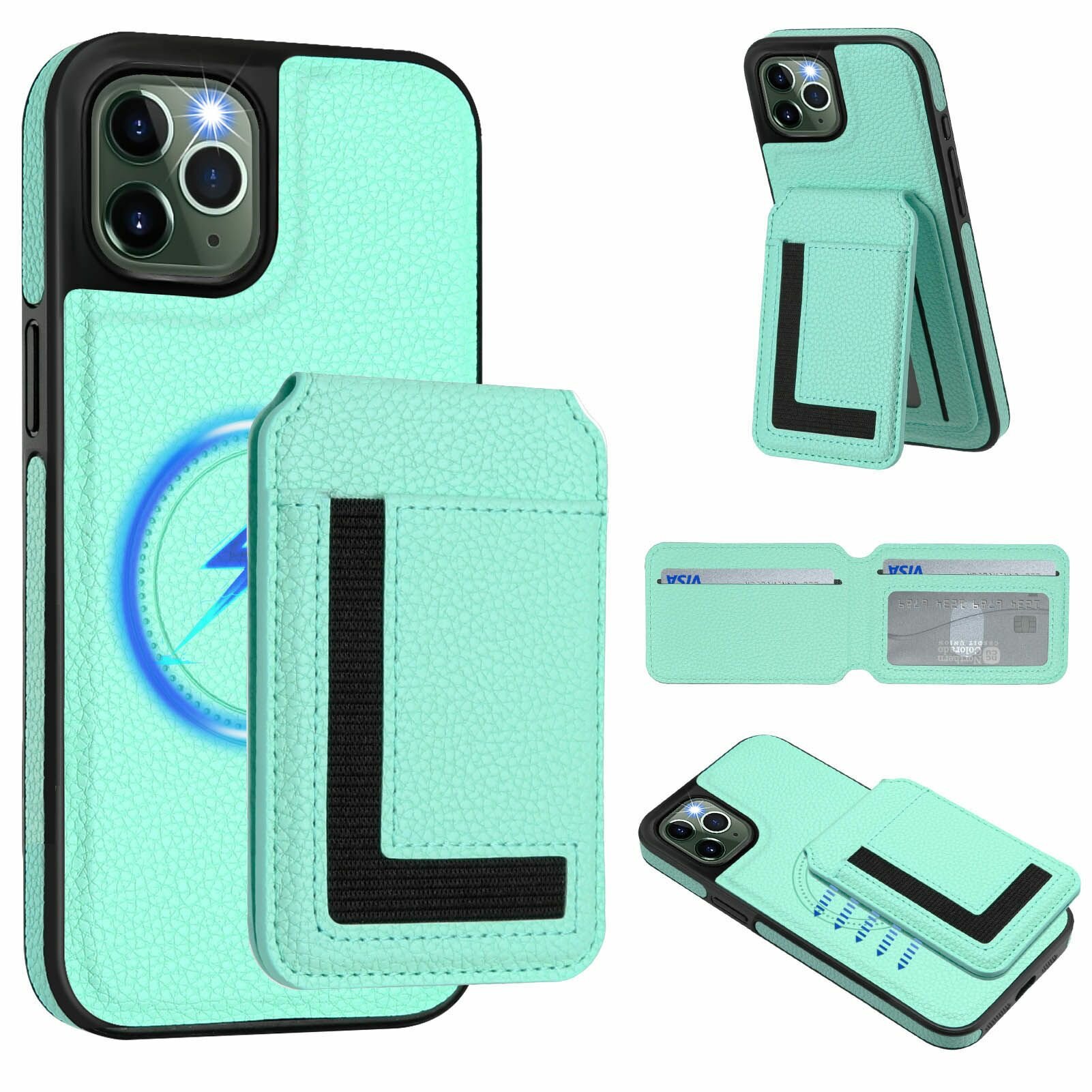 Кожаный чехол для Apple iPhone 11 Pro Max (Эпл Айфон 11 Про Макс)со съемным держателем для карт 2-в-1, Поддержка беспроводной зарядки