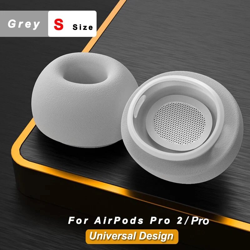 AIR HUI PODS Амбушюры для AirPods Pro 2 из пены с эффектом памяти 3 pairs, S Size Grey