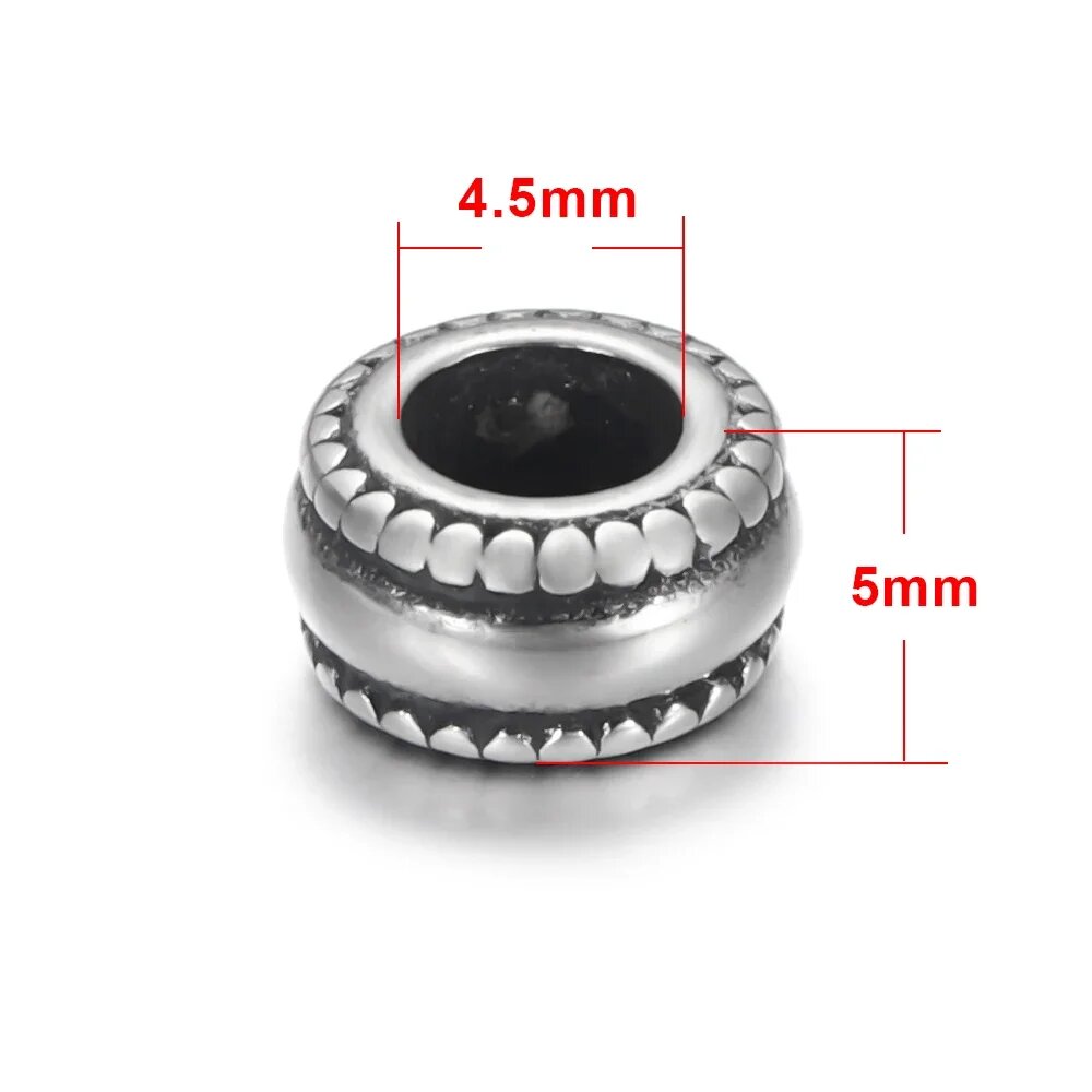 Бусины EMBLAASK металл 5 мм для браслетов Серый, 4.5mm Hole
