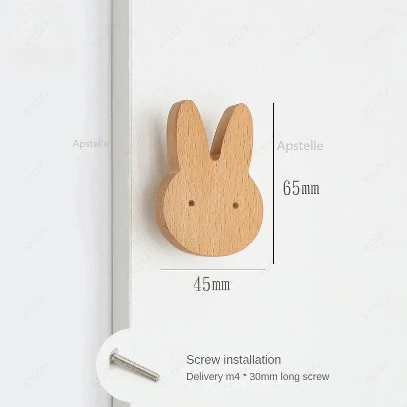 Детские ручки для шкафов APSTELLE из бука, rabbit