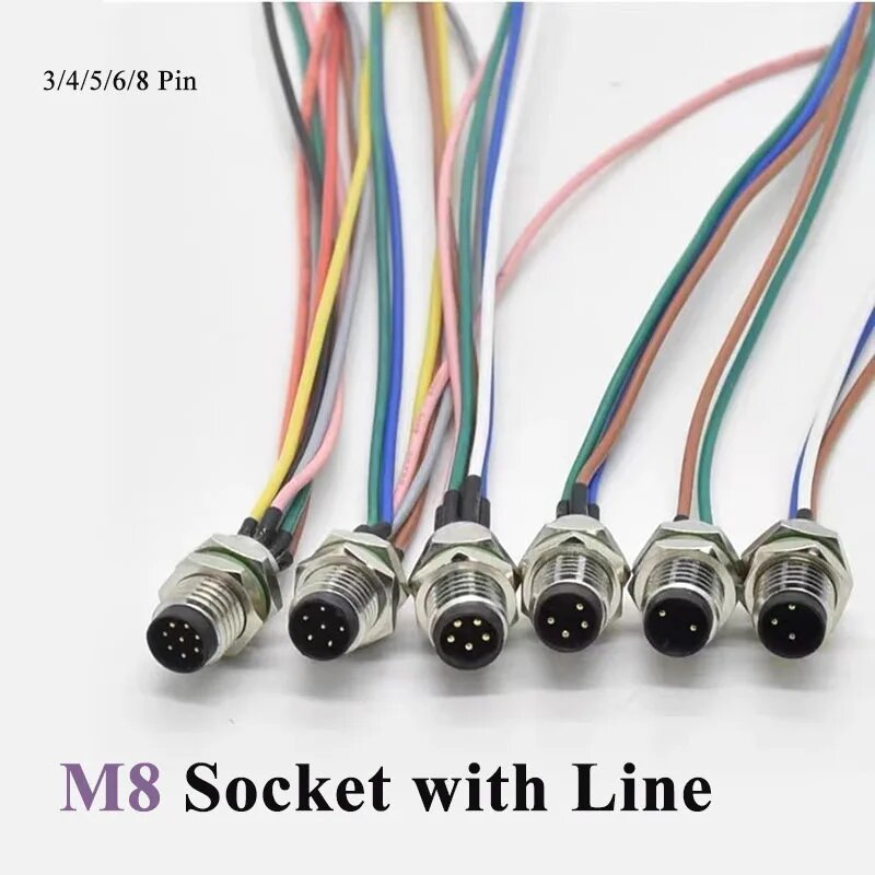Водонепроницаемый разъем M8, авиационная вилка, розетка, 4п, Panel Rear, МАLE вставка, Soldering