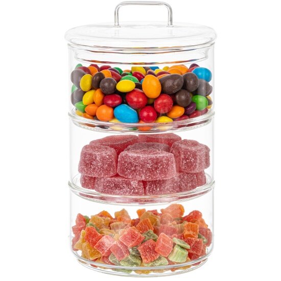 Банка Elan Gallery для хранения 3-х секционная "Crystal glass" 11,5*11,5*20 см 400 мл (360112)