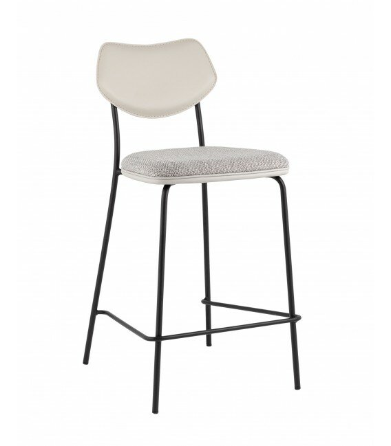 Стул полубарный Кампос серый с серой экокожей