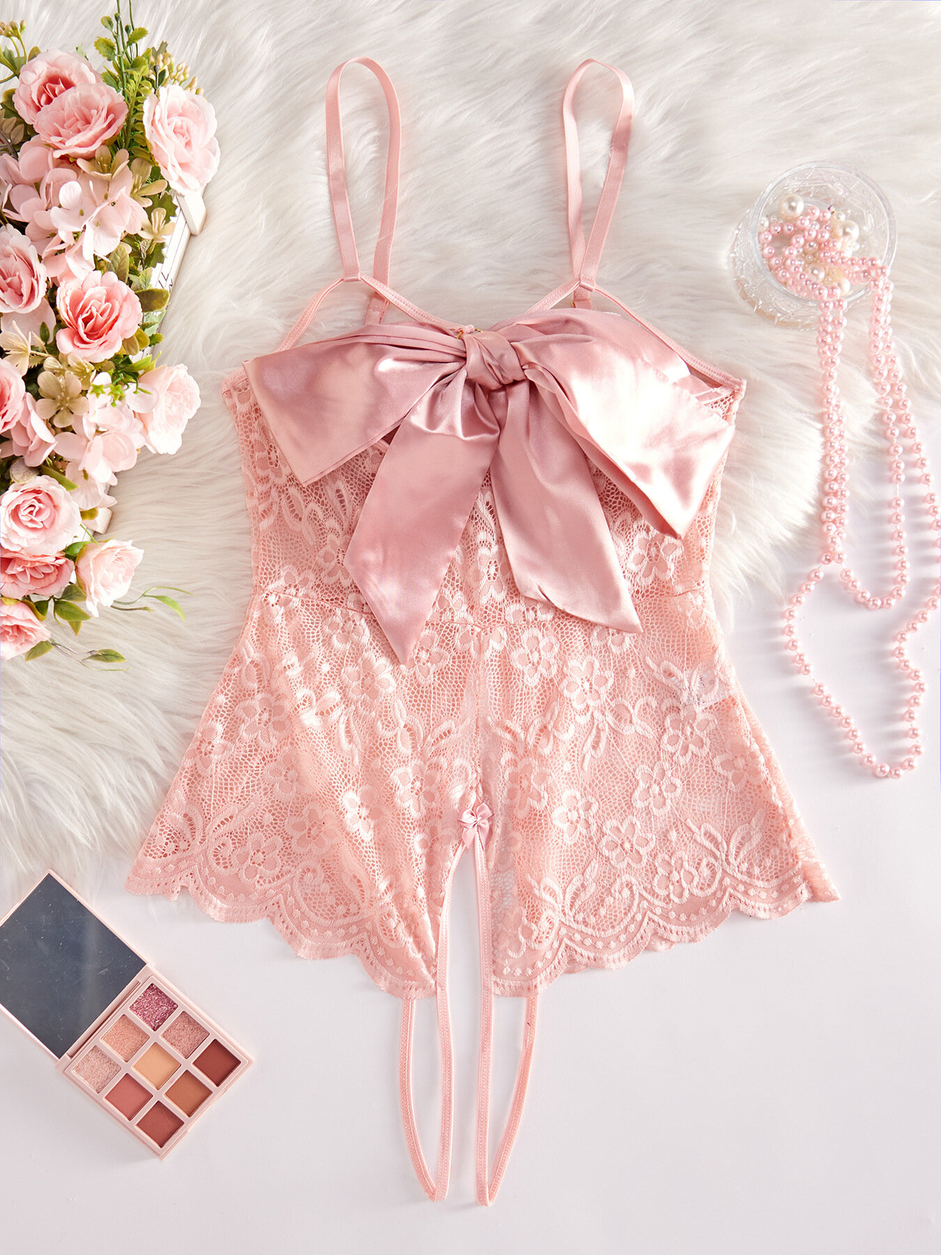 Нижнее белье Passion, кружевное, розовое, размер M