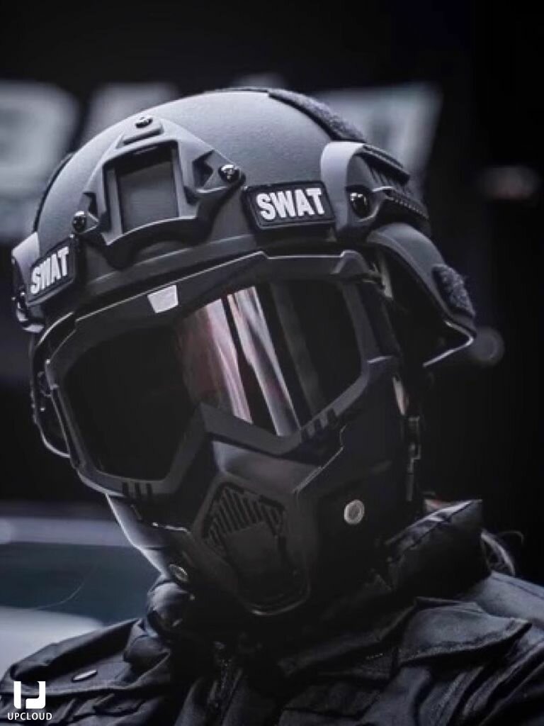 Игрушечная броня /Детский открытый тактический боевой шлем /UPCLOUD+ черный + четырехтрубный прибор ночного видения