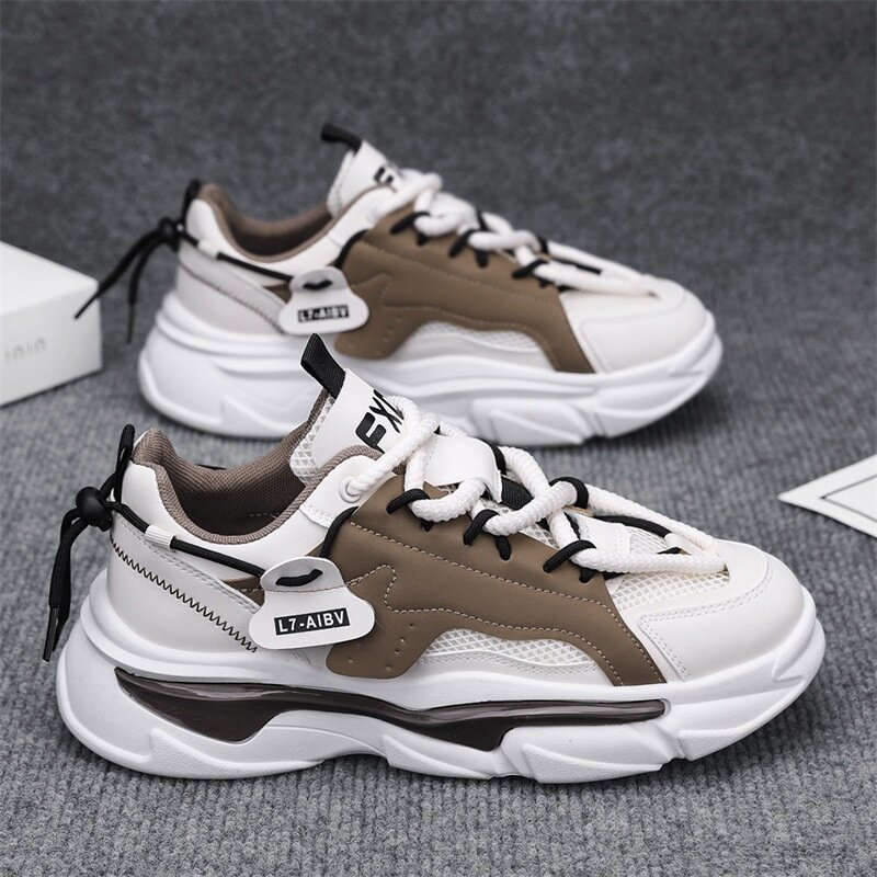 2025 новые мужские туфли модные и универсальные дышащие туфли для пап на толстой подошве спортивная обувь, увеличивающая рост модная спортивная мужская повседневная обувь