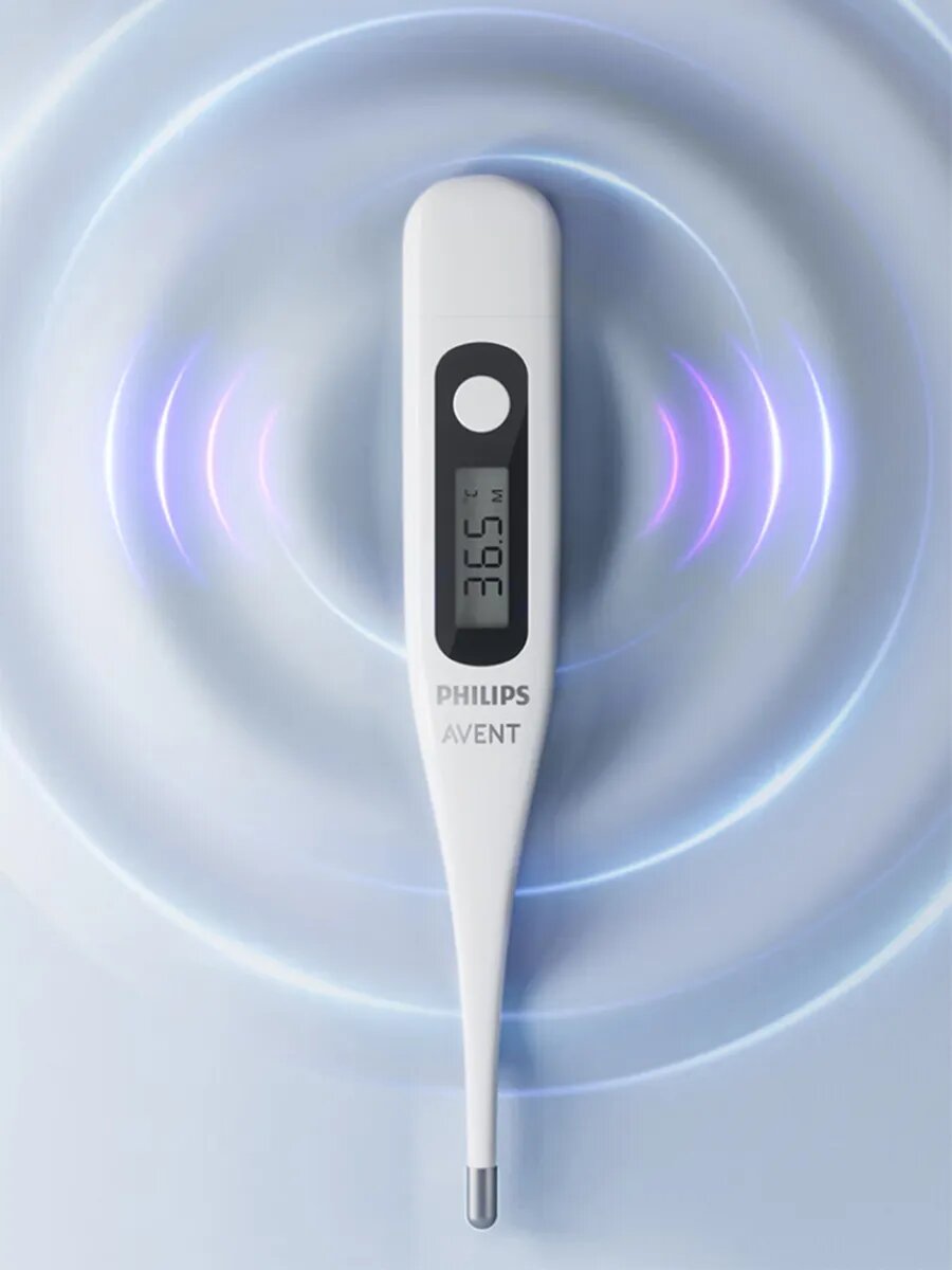 Термометр Philips Avent E301, моющийся, ЖК-дисплей, звуковой сигнал, 2 температурных режима