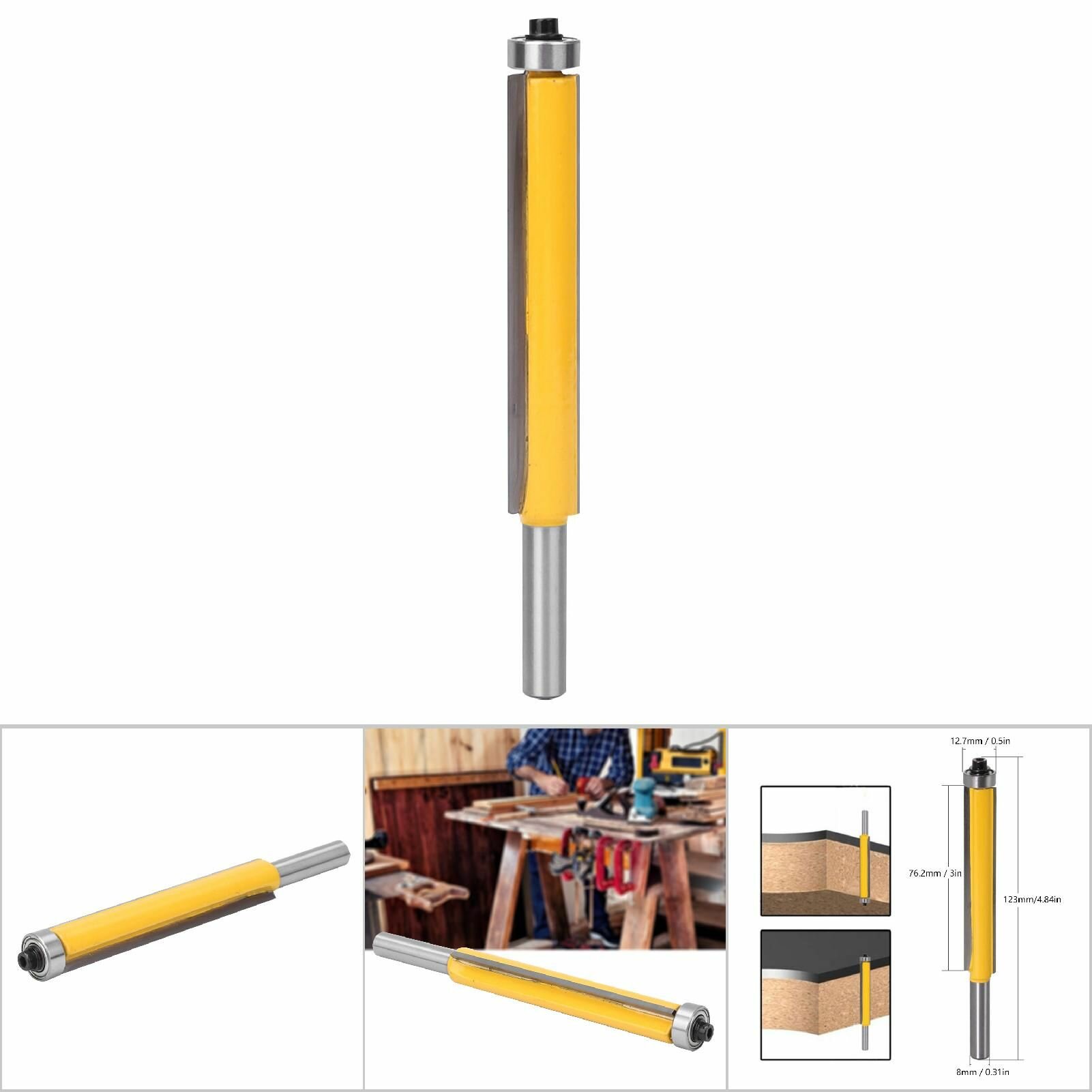 Фреза с хвостовиком 8 мм, деревообрабатывающая фреза с обрезкой заподлицо с подшипником для обрезки (8*12,7*76,2 мм)