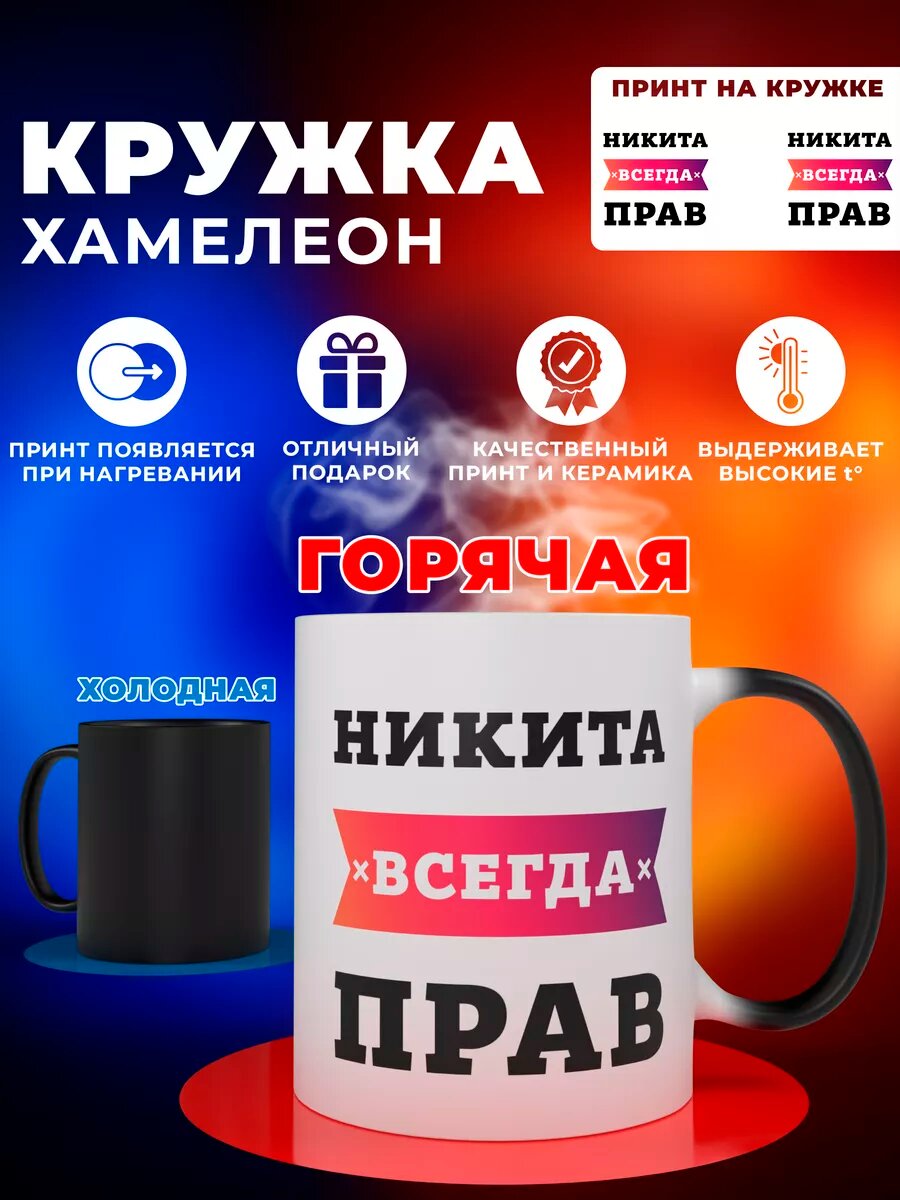 Кружка-хамелеон "Никита всегда прав"