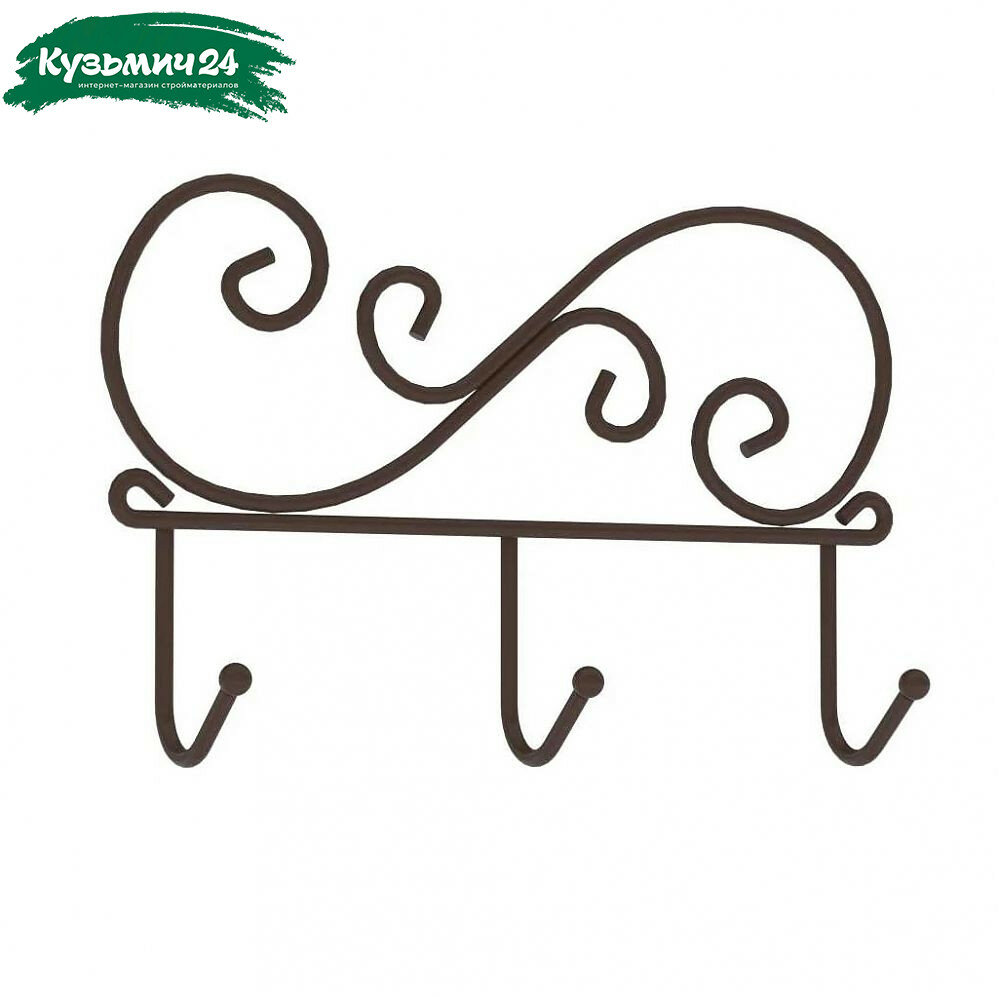 Вешалка настенная ЗМИ ВН 275 К Кружева, 3 крючка, коричневая 40х130х200 мм