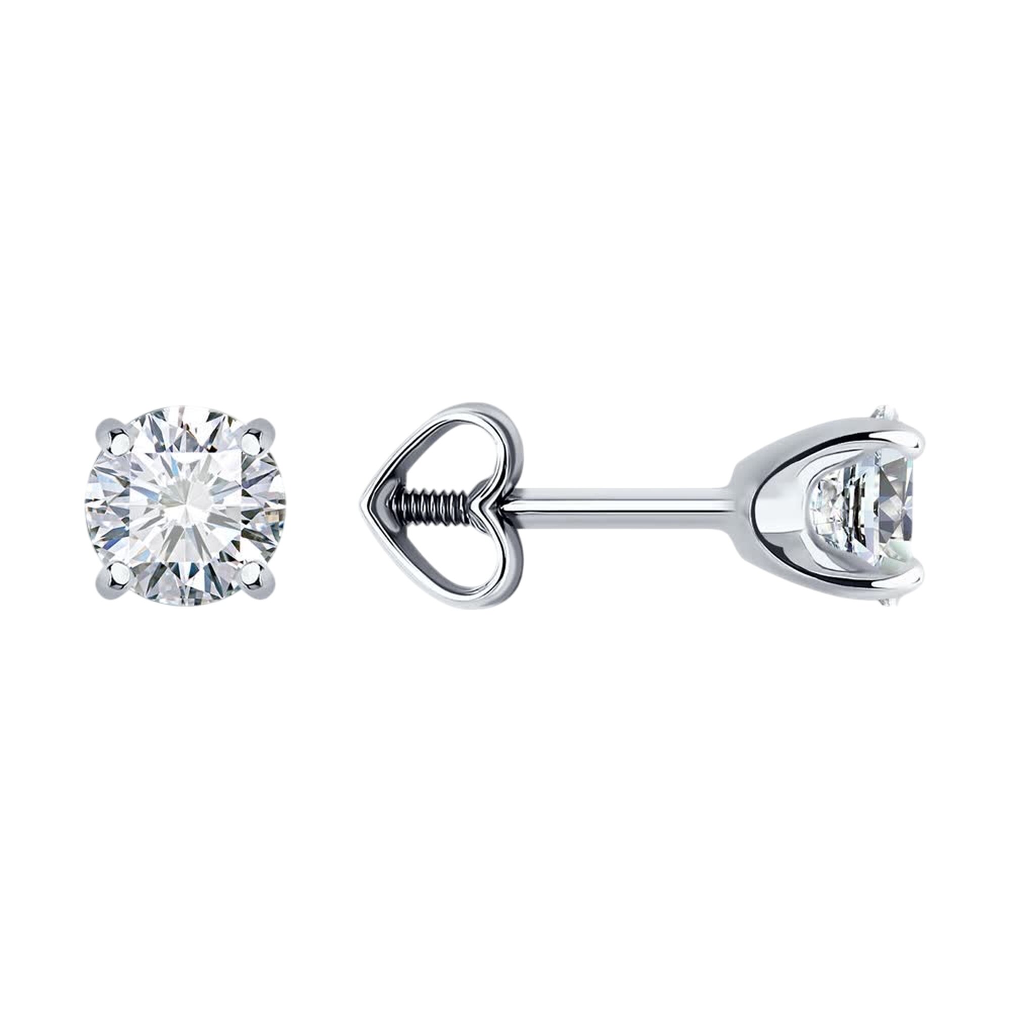 Серьги Diamant online, белое золото, 585 проба, фианит