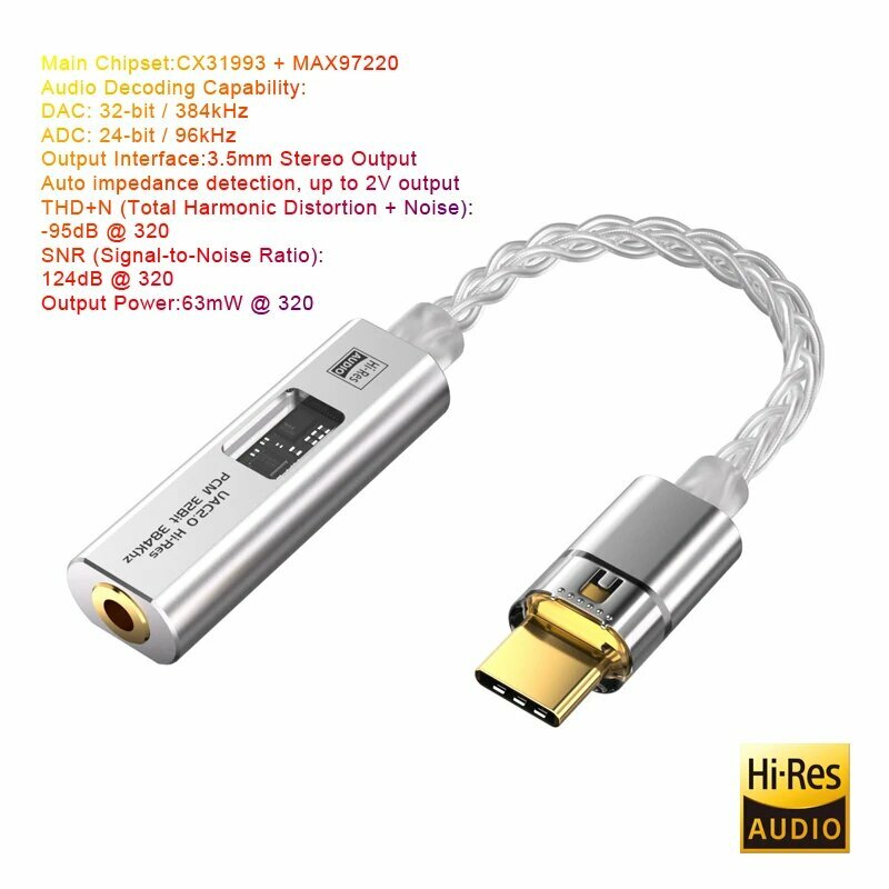 Frooloop USB-C на 3.5 мм аудиоусилитель Silver