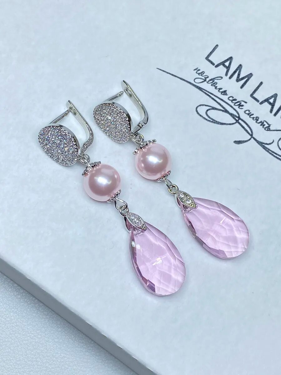 Серьги LAM LAM, жемчуг Swarovski синтетический