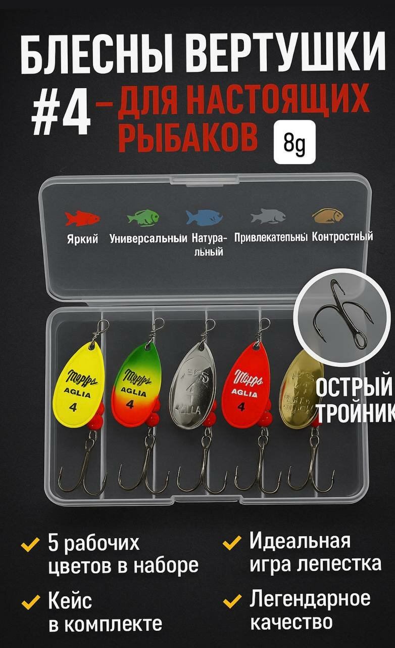 Блесна вертушка; Блесна на щуку; 5 штук 8 грамм