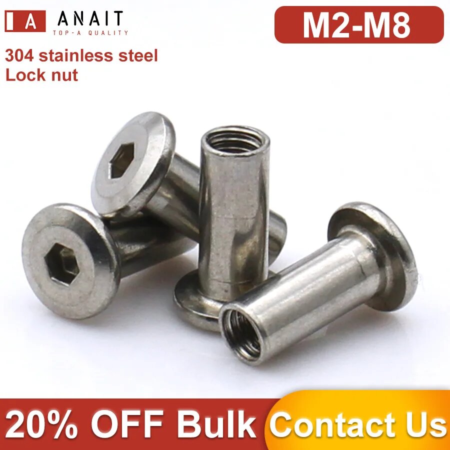 GUOHE Заглубленные шестигранные гайки из нержавеющей стали 304 для мебели M6 (5pcs), 18mm