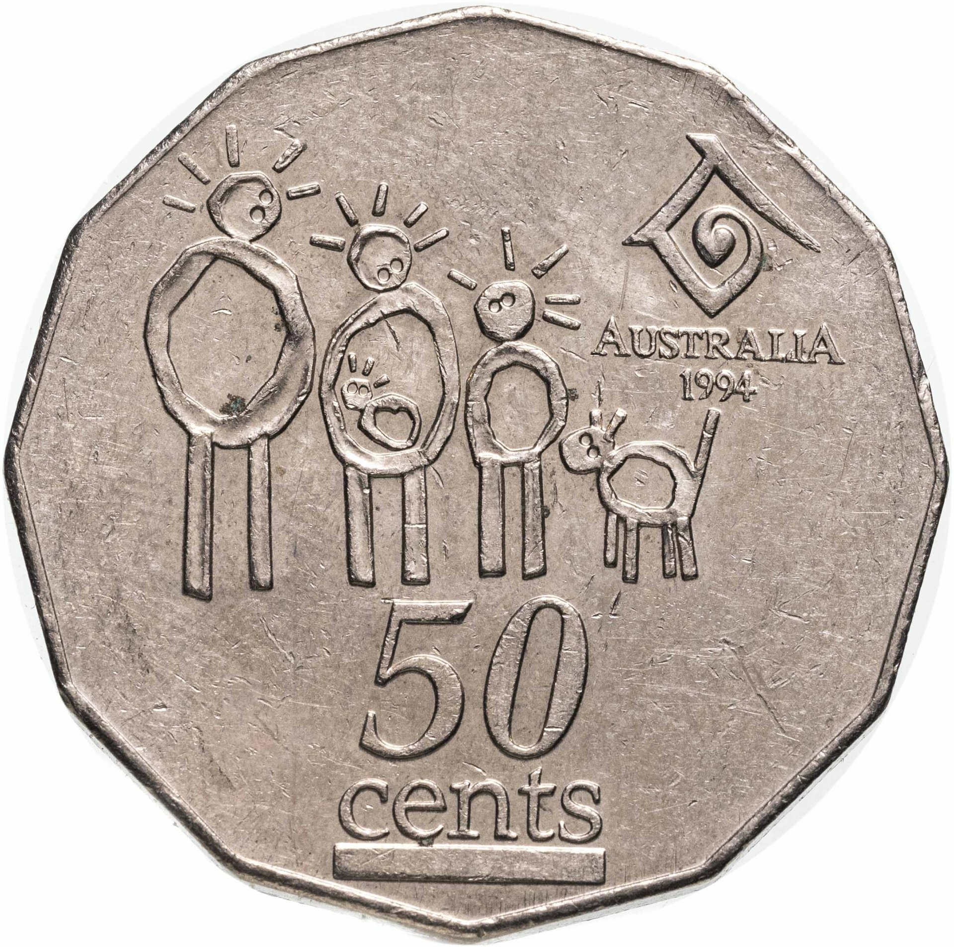 Австралия 50 центов cents 1994 "Международный год семьи", Мельхиор медь-никель, в сохранности XF