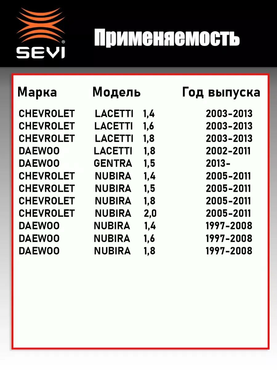 Сайлентблоки рычага SEVI, для Шевроле Лачетти, Дэу Нубира, 1+2 — фото 1