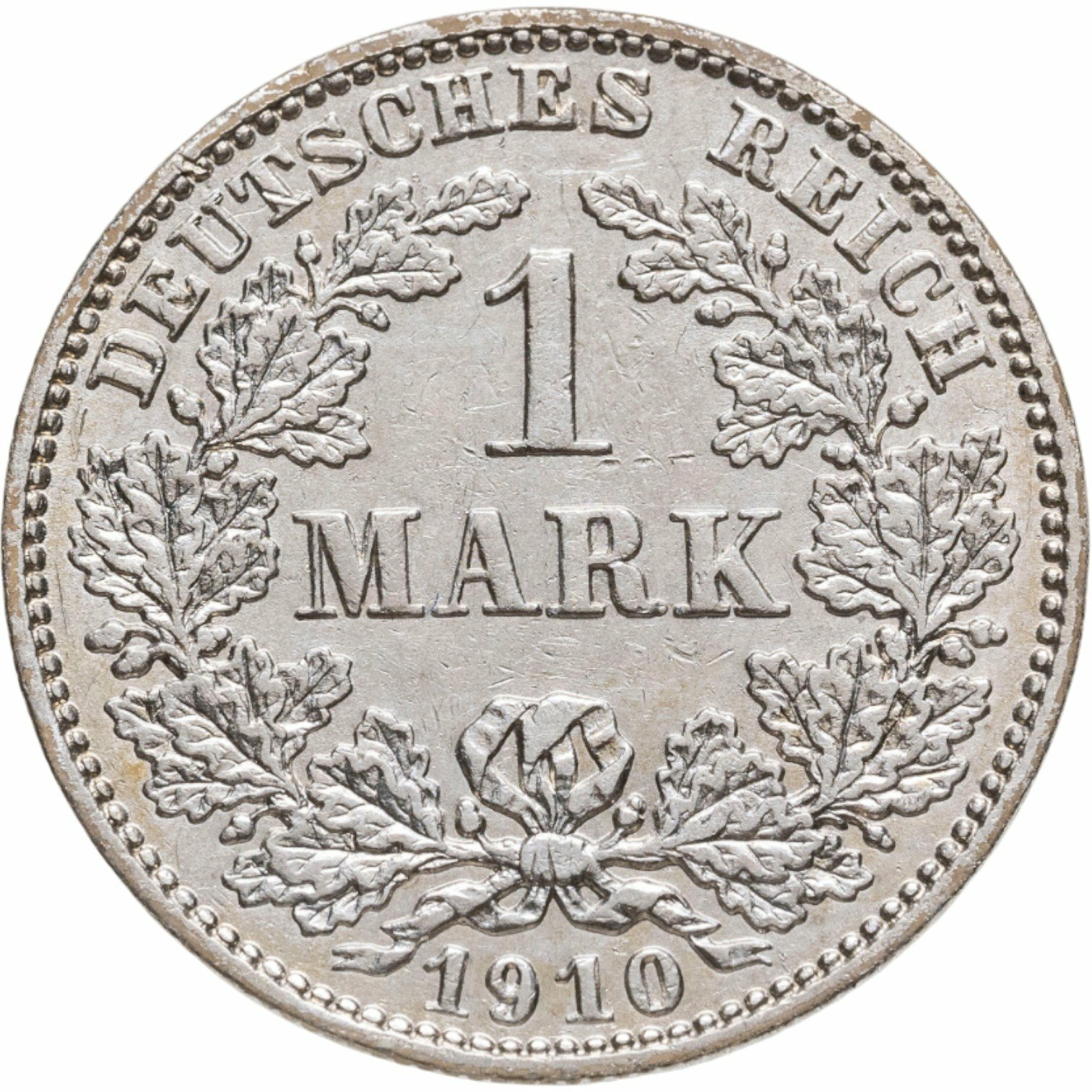 Германия Германская Империя 1 марка 1910 "Е", Серебро 900, в сохранности XF-AU