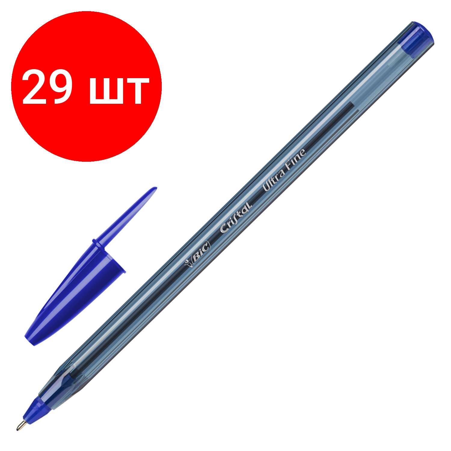 Комплект 29 шт, Ручка шариковая BIC "Cristal Exact", синяя, корпус тонированный, узел 0.7 мм, линия письма 0.28 мм, 992605