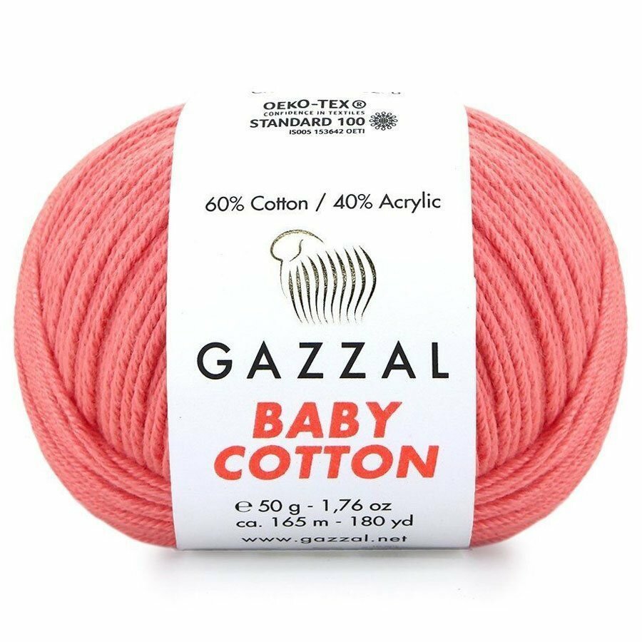 Пряжа Gazzal BABY COTTON 3435 лосось (5 мотков)