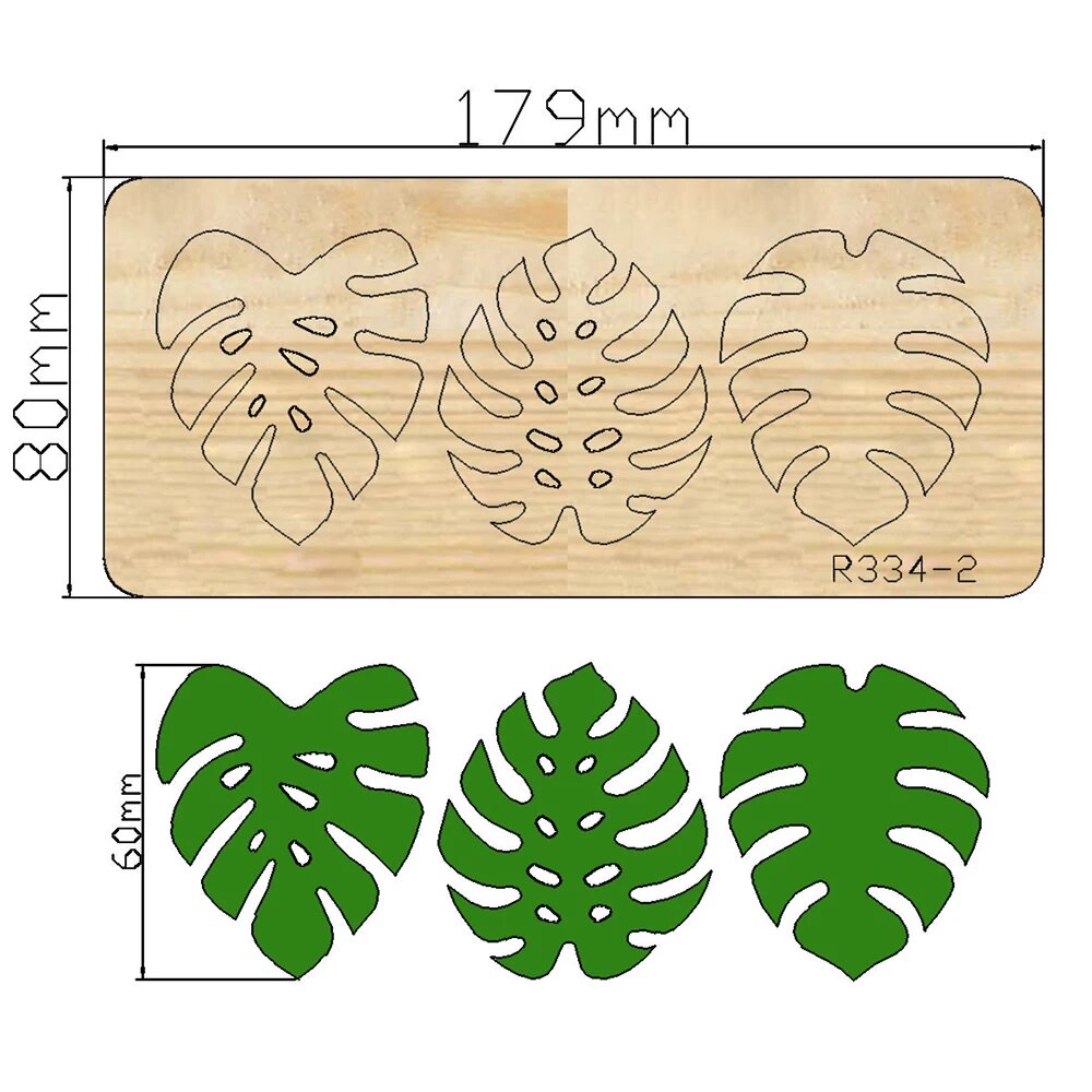 Деревянные штампы с листьями для скрапбукинга R334-2