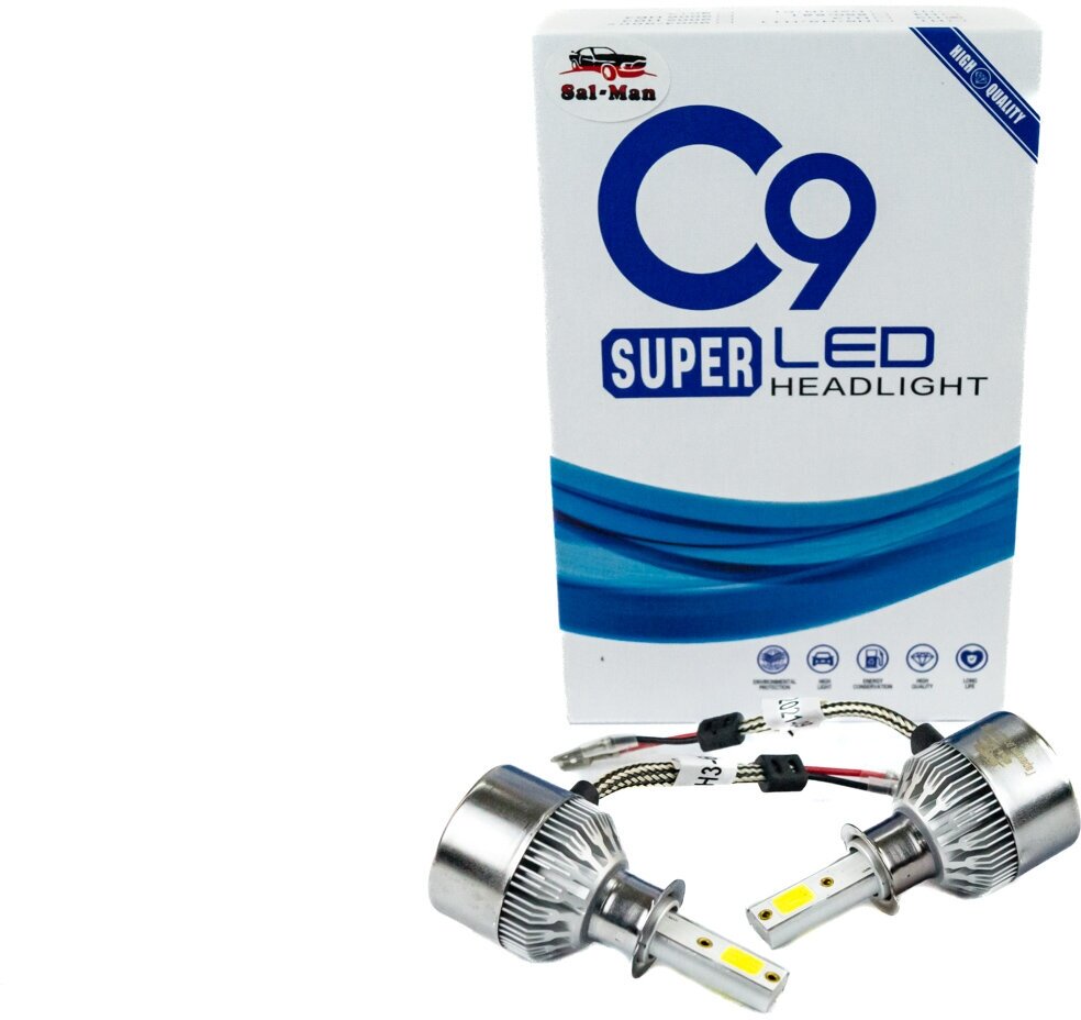 Лампы светодиодные C9 30W 6000K 3800LM, цоколь H3 на ВАЗ 2110-2115, Шевроле Нива