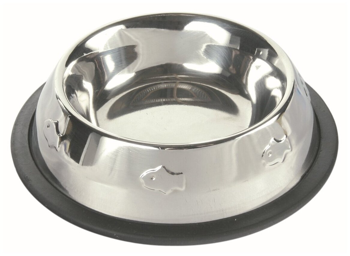 Миска металлическая для кошки с резинкой и чеканкой 0,2 л/, Ф 15 см, Trixie